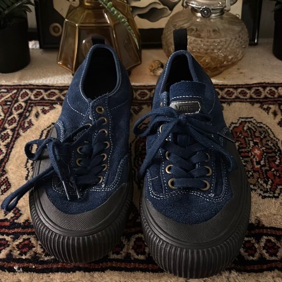 Vans | Shoes | Vans Blue Suede Leather Work Approved Shoes Slip ...